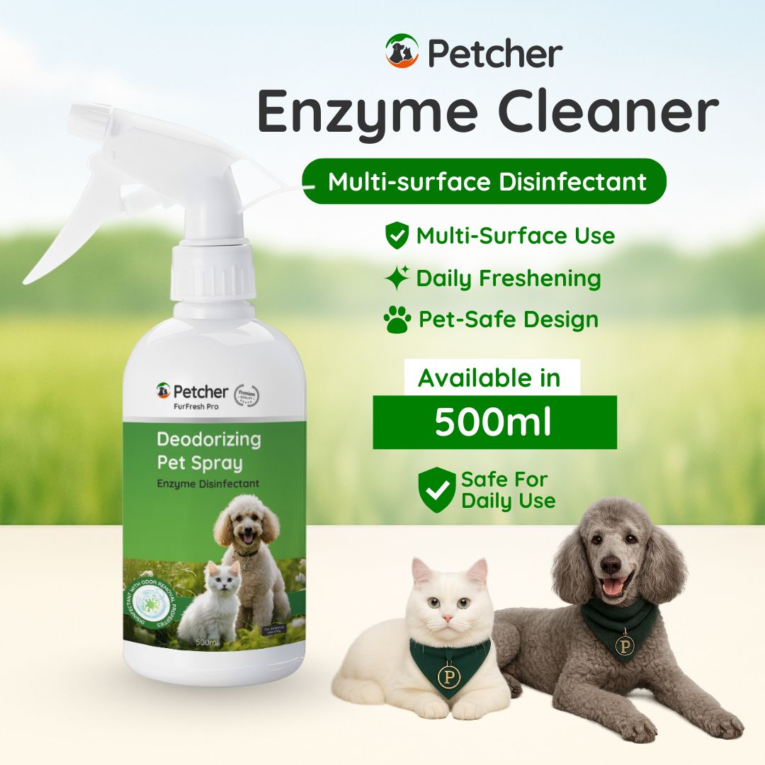 Petcher Enzyme Pet Odor Eliminator 500ml Disinfectant Deodorizer Spray ...