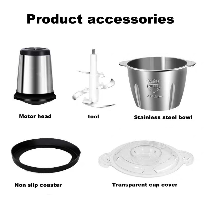 2L Stainless Steel Electric Chopper Meat Grinder Mincer Vegetable ...
