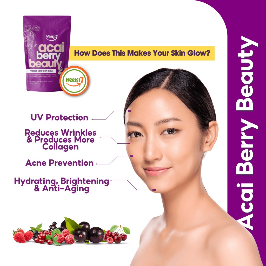【FDA】Weekit7 Acai berry powder Beauty juice Healthy Organic Vitamins ...
