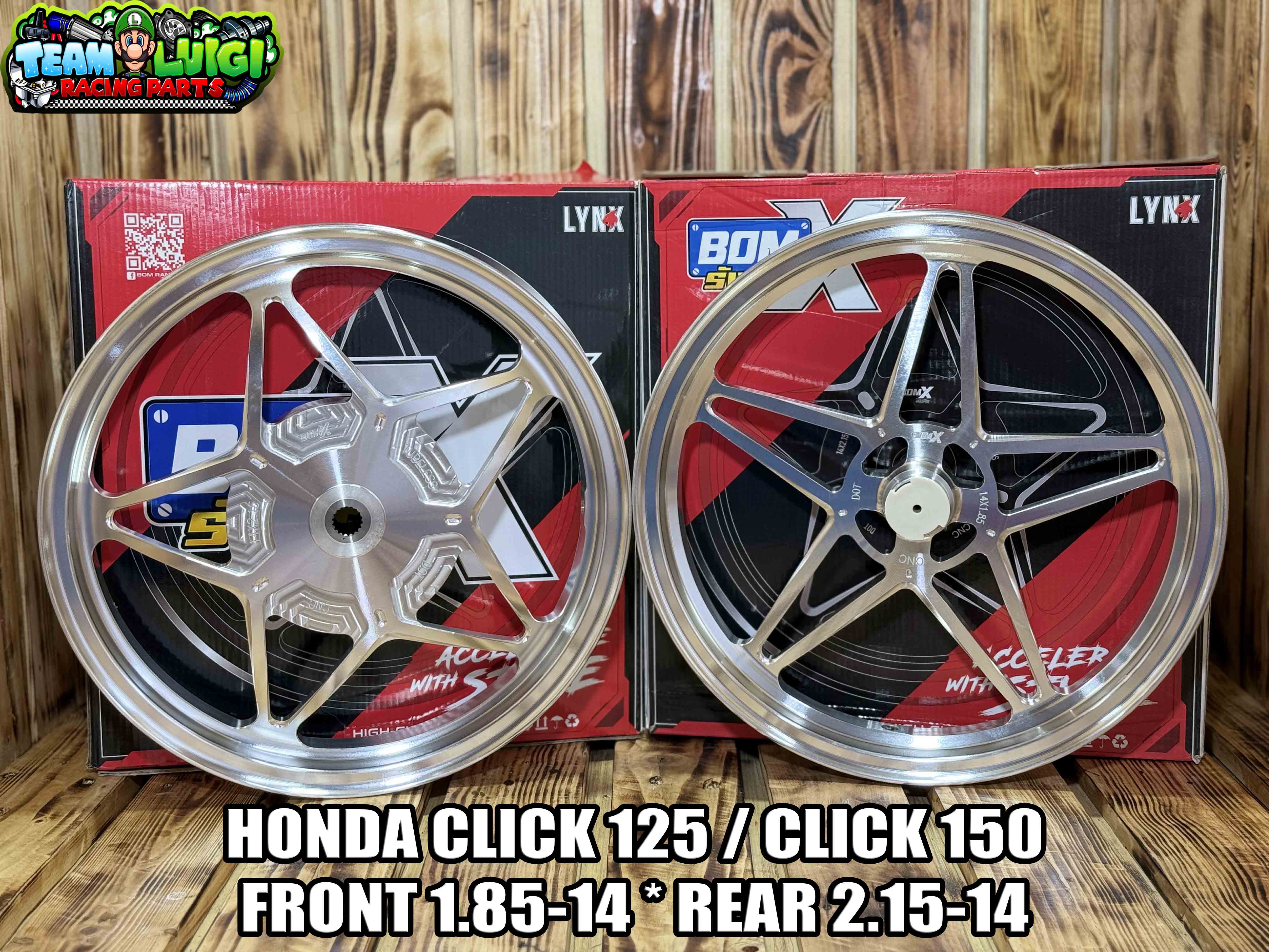 BOM X LYNX (STAR) CNC MAGS 14s 5 SPOKES HONDA CLICK 125 / CLICK 150 ...