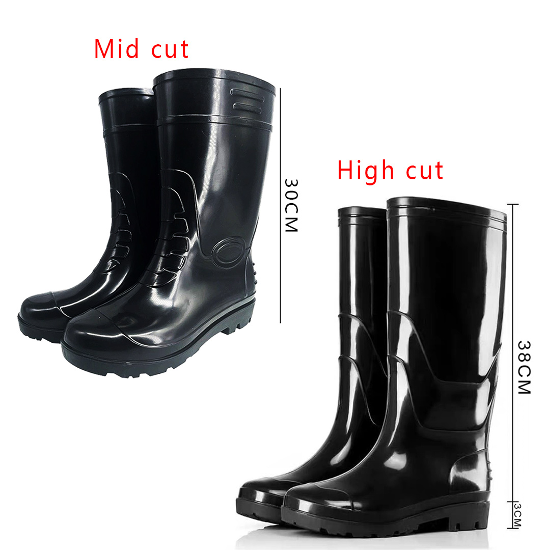 Mid cut rain bota simple plain rain flood boots for men rubber wear ...