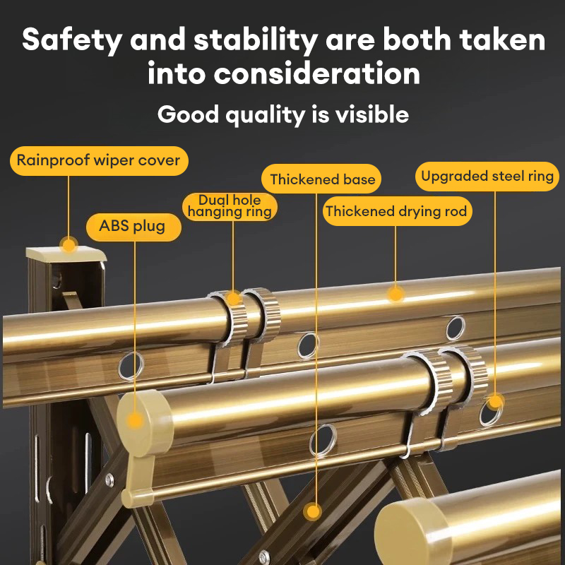 Aluminum Alloy Sampayan Foldable Wall Mounted Clothes Drying Rack Heavy ...