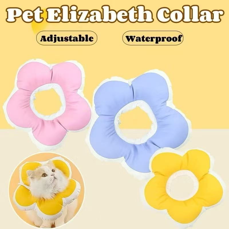 AVIEROO Adjustable Anti-Licking Flower Protection Pet Collar Headgear ...