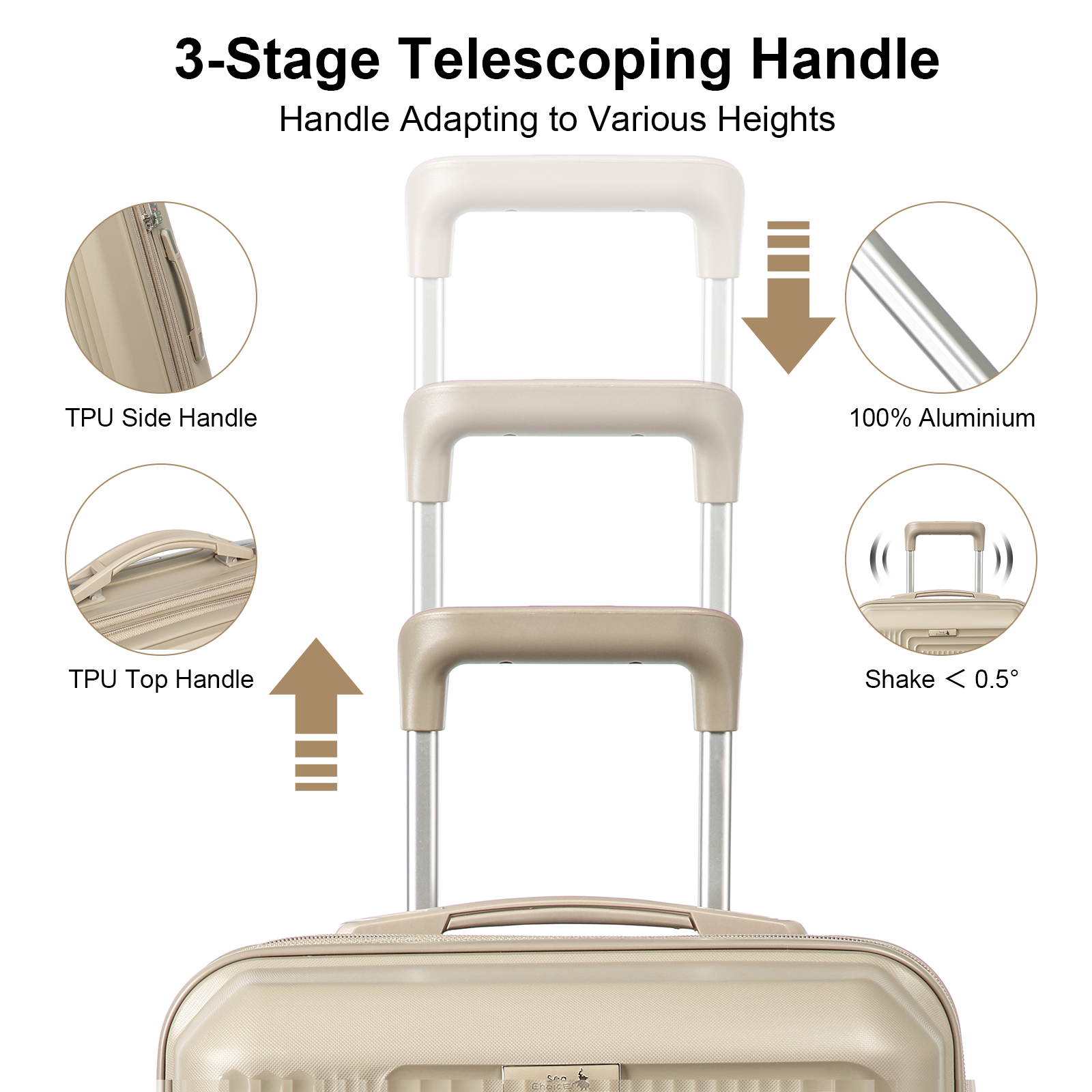 SEACHOICE Expandable 20In Cabin Suitcase Hard Shell PP Lightweight ...