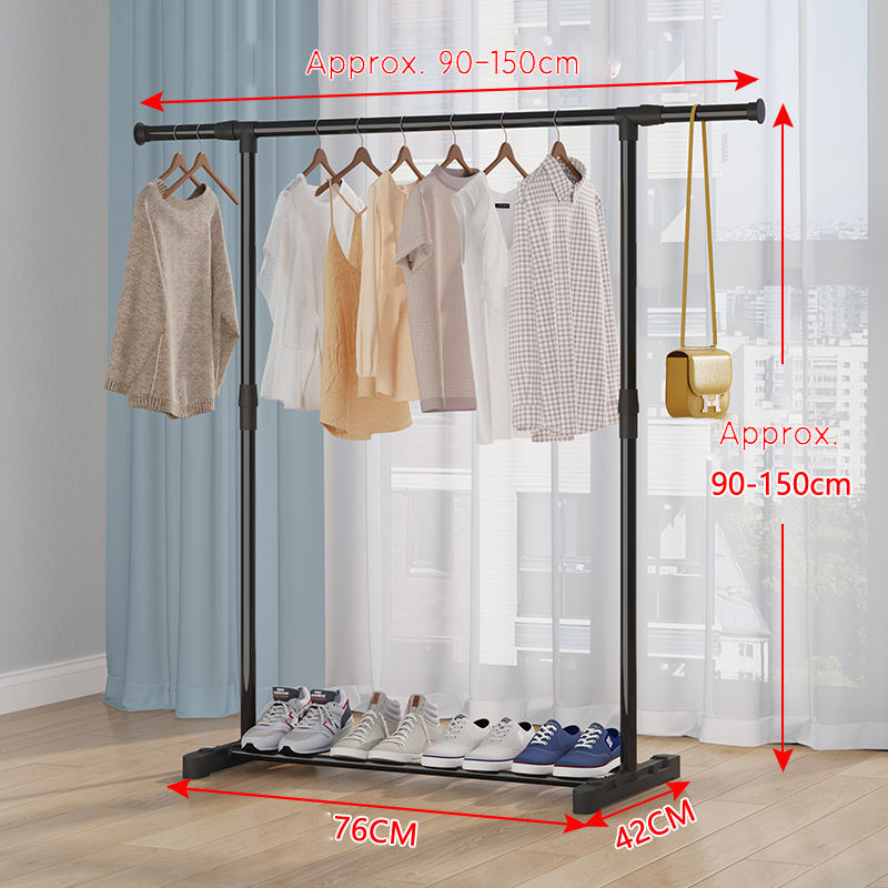 Adjustable Single and Double Clothes Rack Simple Drying Rack Without ...