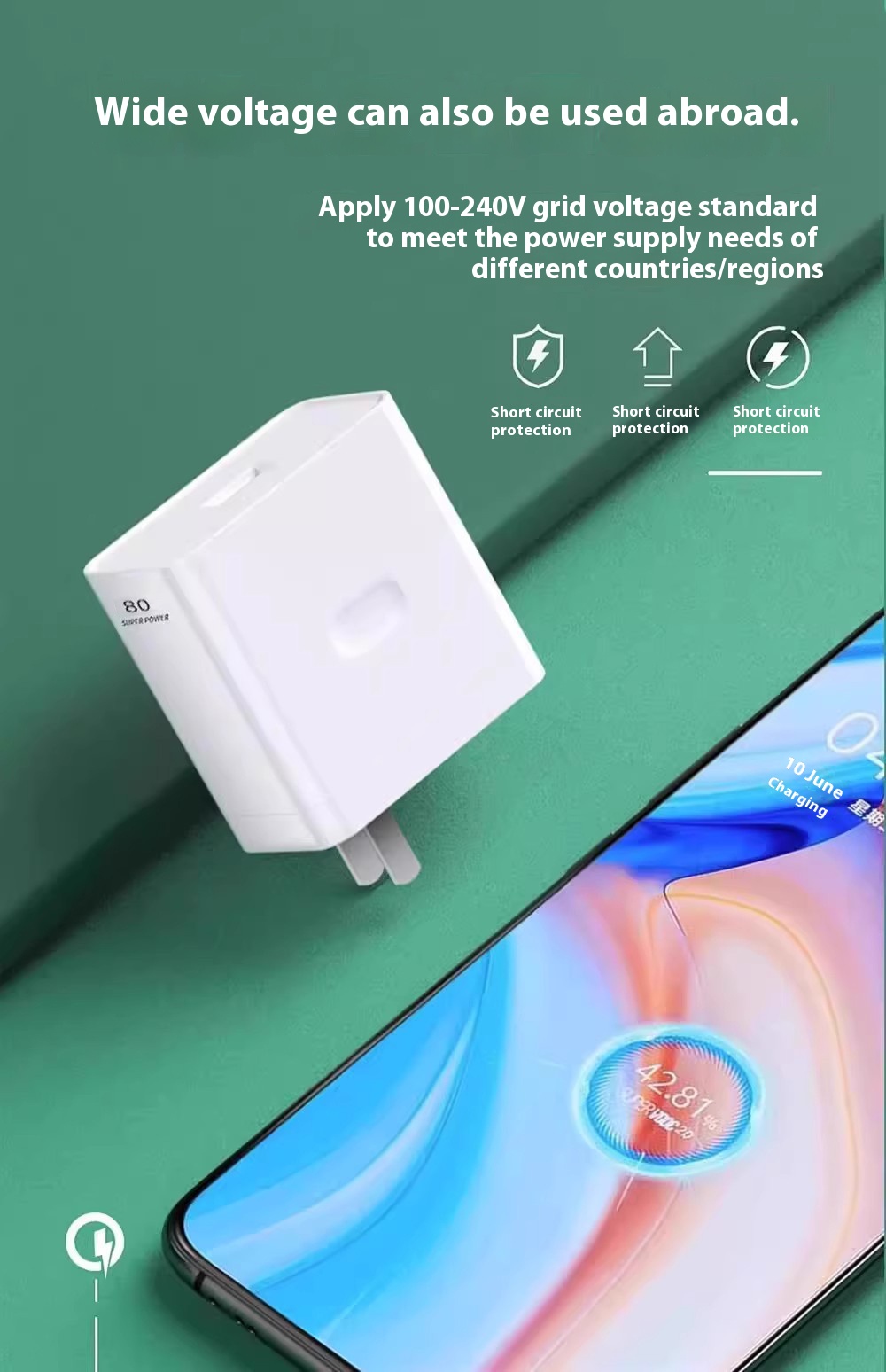 120W 240W VOOC 2.0 Support Fast Charging 6.5A Micro USB Type-C Quick ...