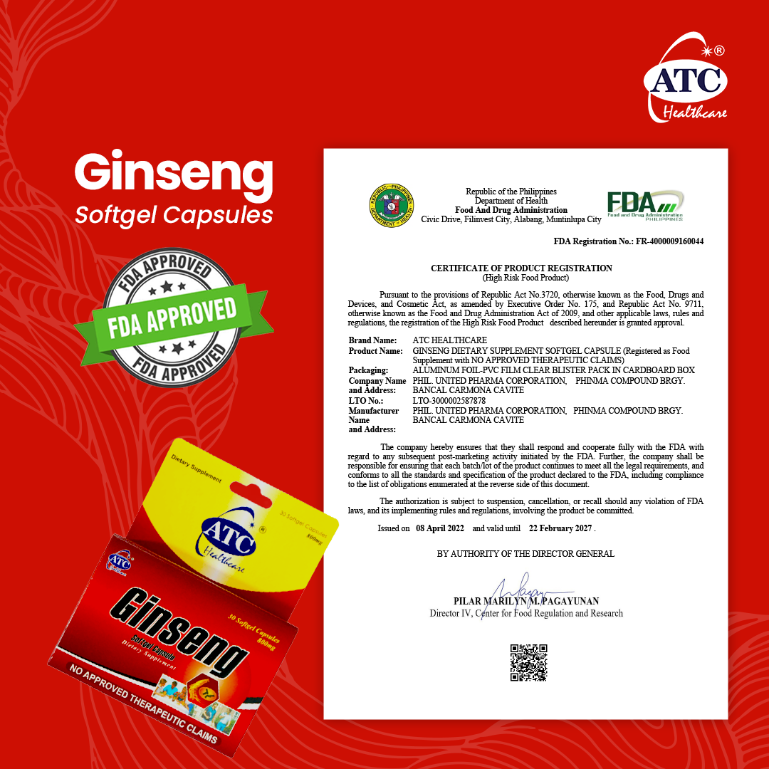 ATC Ginseng 30's Energy source Enhance physical strength Endurance ...