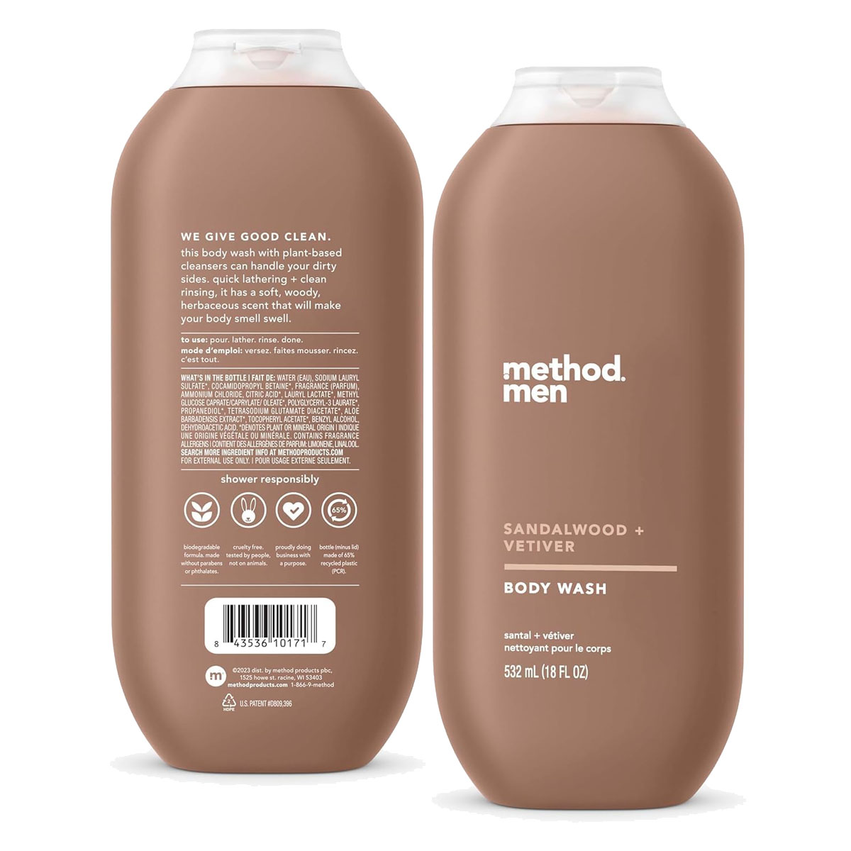 Method Men Body Wash 18oz Plant Based Cleansers, Paraben & Phthalates ...