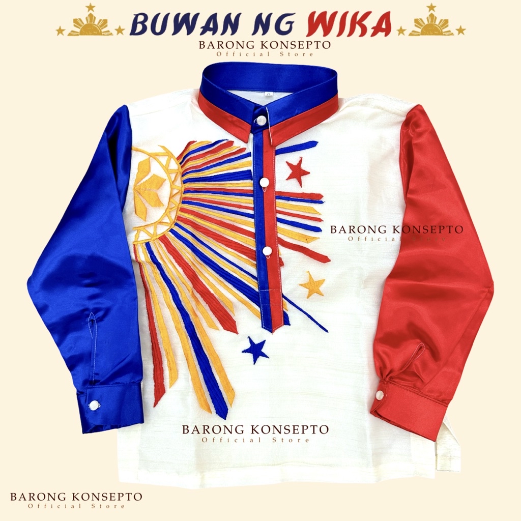 BARONG SINAG COLORED SLEEVES For Kids - Buwan Ng Wika Costume For Kids ...