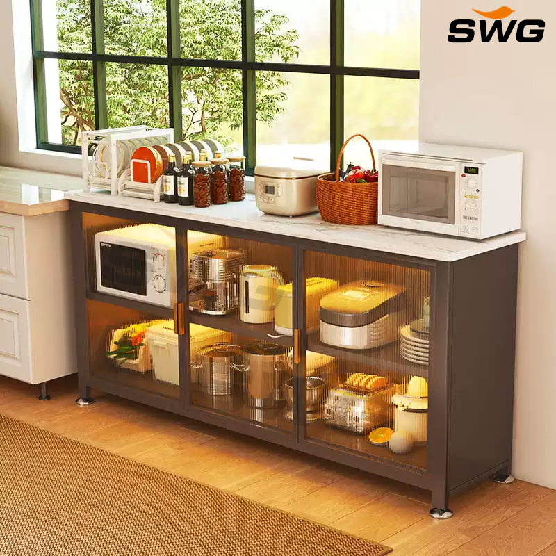SWG Kitchen Storage Cabinet Sideboard Cupboard Cabon Steel Organizer ...