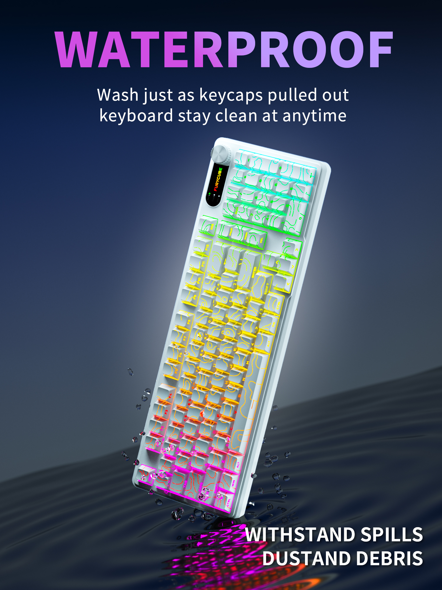 FURYCUBE IP98 Membrane Keyboard Wireless Type C Gaming Office With ...