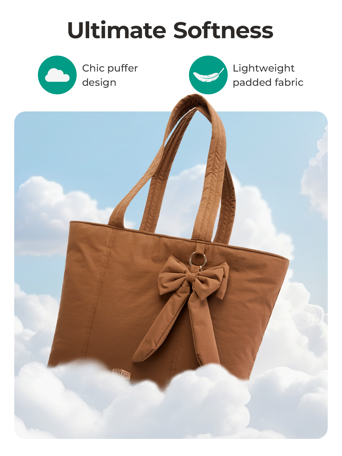 BAGSMART Fashion Tote Bag Lightweight Shoulder Bag Puffer Casual 14 ...