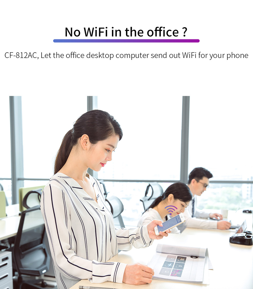 Comfast CF-812AC Wireless USB Dongle WiFi Adapter AC1200Mbps 2.4Ghz&5 ...