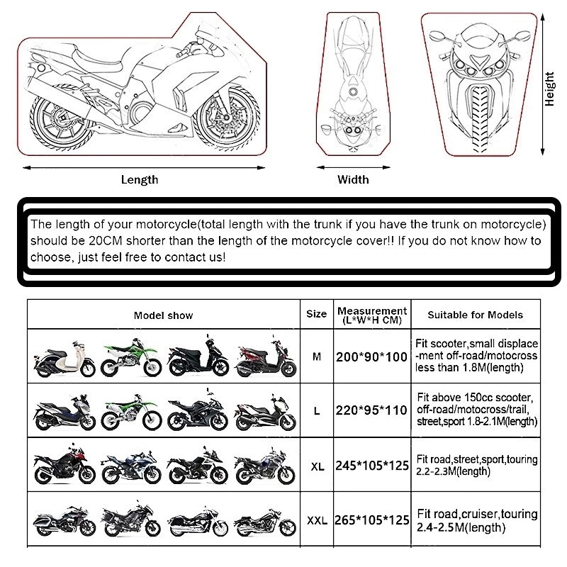 COD Waterproof Motorcycle Cover Outdoor Protection Universal Motor ...