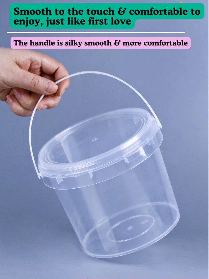500-2000ML Multipurpose Clear Plastic Bucket with Seal Pail Canister ...