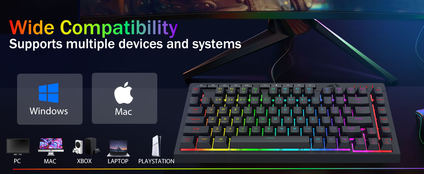 Redragon Crescent K524-RGB 75% Wired Gaming Keyboard With Macro Keys | Shopee Philippines