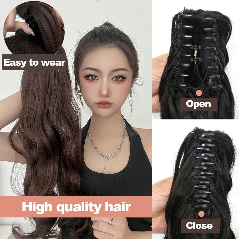 [COD]60CM Long Curly Wig Grab Ponytail Hair Extension Wigs Clam Claw ...
