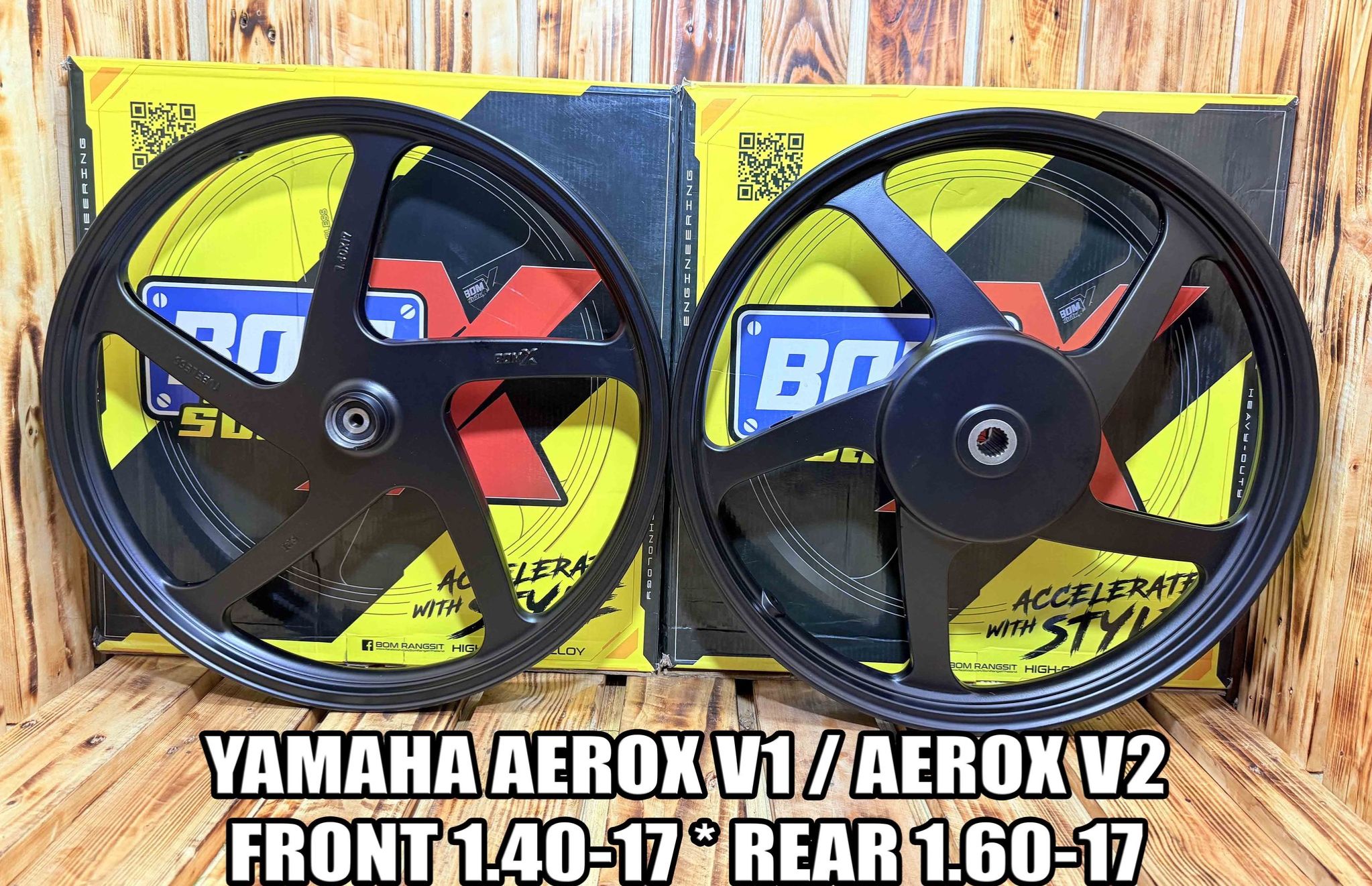 M2 BRAND NEW BOM X ORION CNC MAGS 17s 5 SPOKES YAMAHA AEROX V1 / AEROX V2 (THAILAND MADE ...