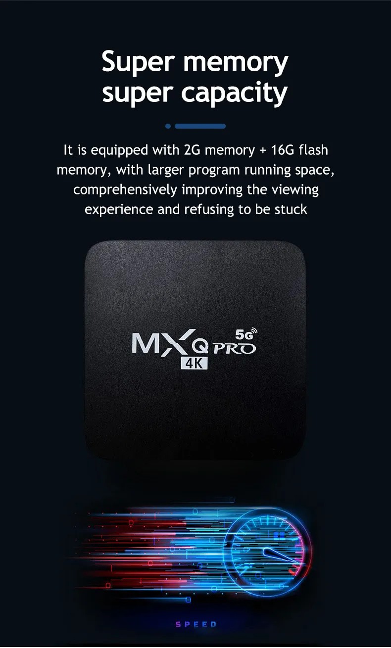 MXQ Pro Smart TV Box 4K HD 5G WiFi Bluetooth TV Set-top Media Player ...