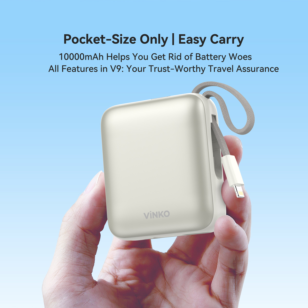 VINKO Pocket V9 Grey Power Bank 22.5W CCC Fast Charging 10000mAh White ...