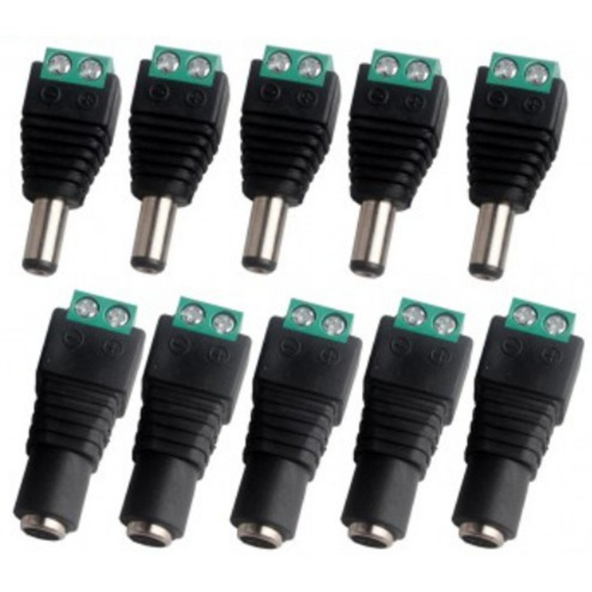 5 Pairs 12V DC Power Connector (5.5x2.1mm) - Male/Female Barrel Jack ...