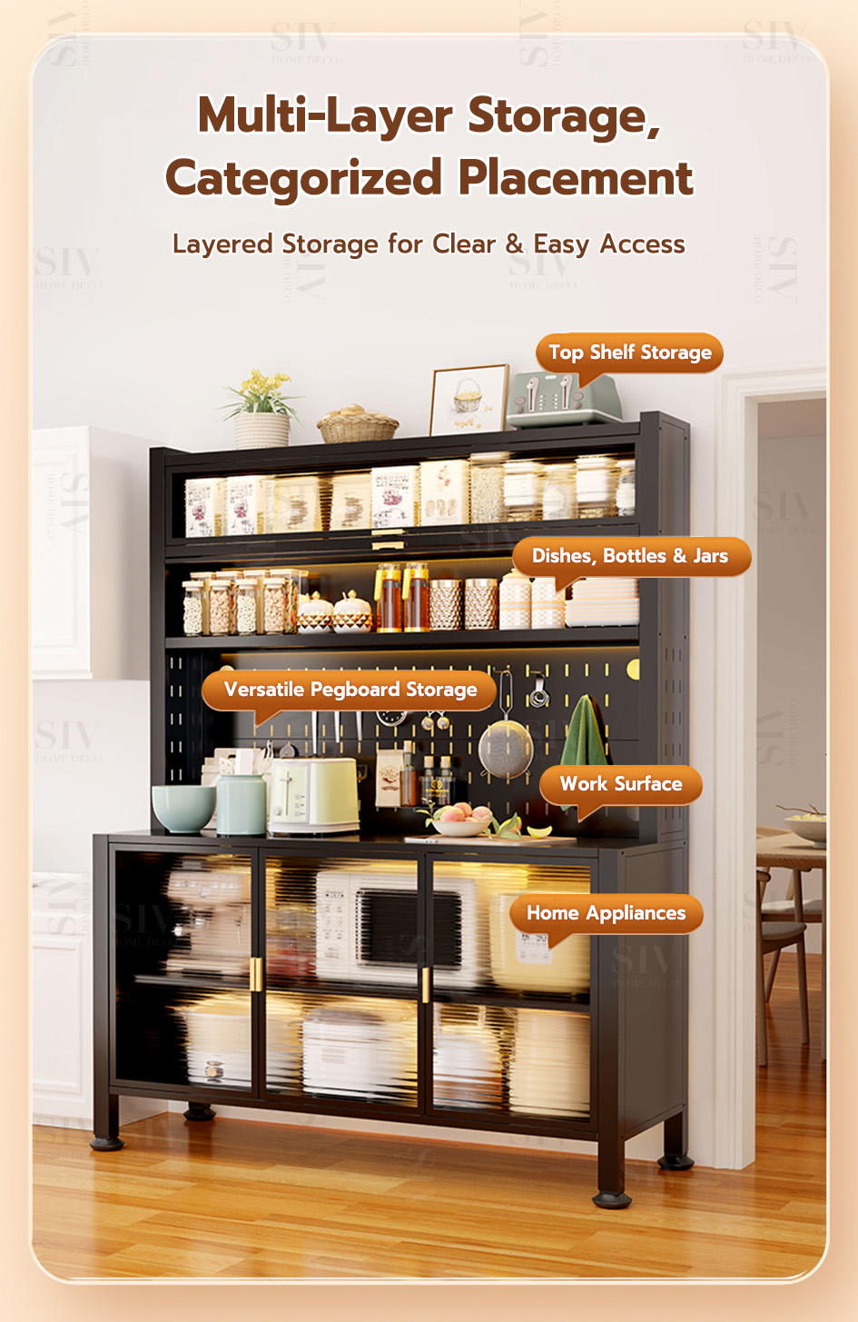 【Extra Thick】SIV Kitchen Cabinet Microwave Oven Rack Storage Shelves ...