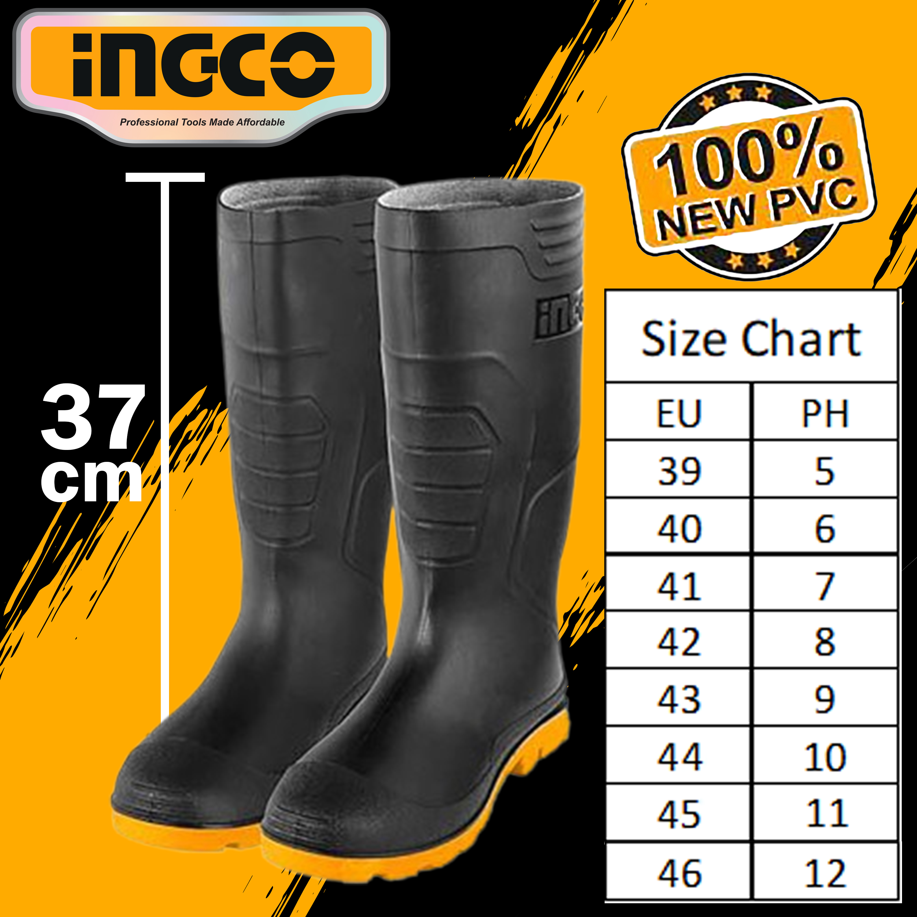 Ingco by Winland Rain Boots 100% Waterproof Virgin PVC / Nitrile with ...