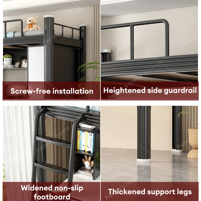 Wrought Iron loft Bed Single Layer Metal loft Bed Frame Apartment Bed ...