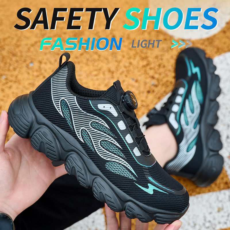 Safety shoes with rotating knob for impact and puncture protection ...