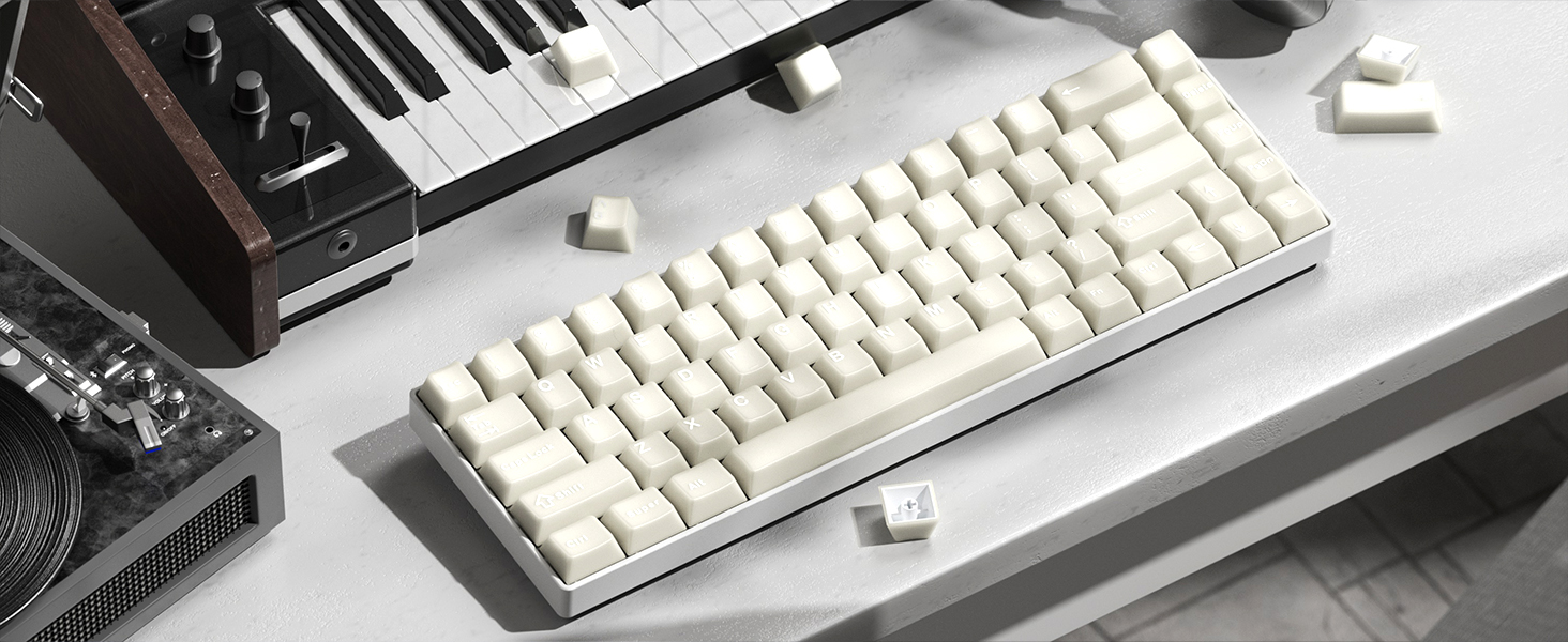 PYGA White Jade Keycaps Double Shot PBT Keycap Set with Cherry Profile ...
