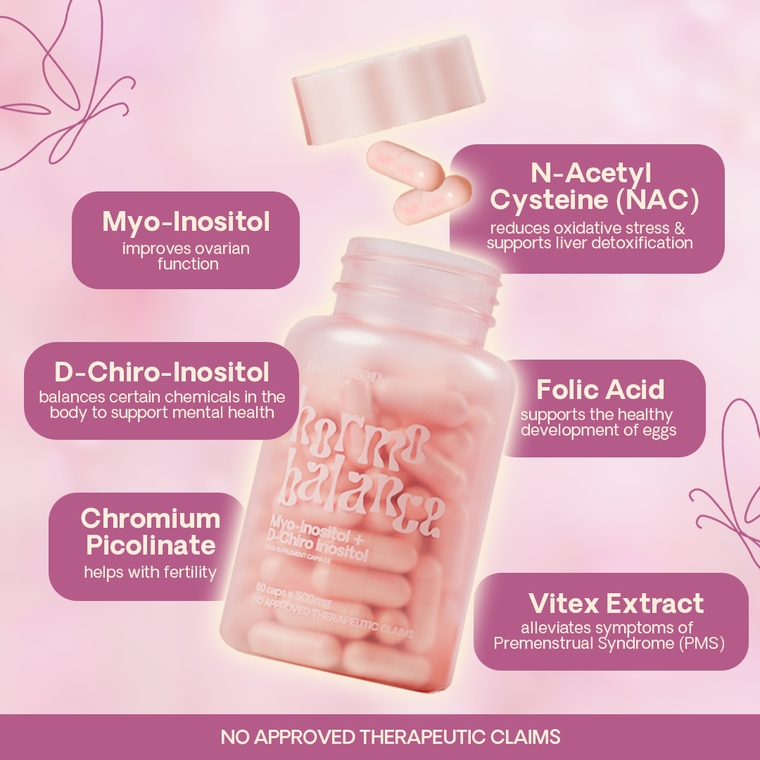 NEW MOON HORMO BALANCE Myo Inositol D Chiro Inositol 500mg with N ...