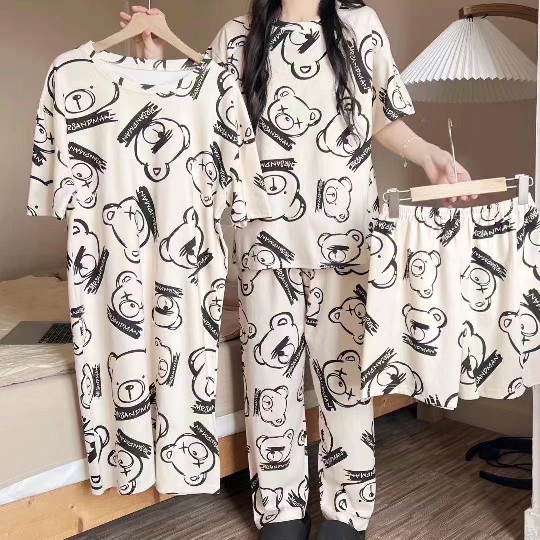 4in1 Korean Sleepwear Set Women Terno Pajama Short Dress Tshirt Cute ...