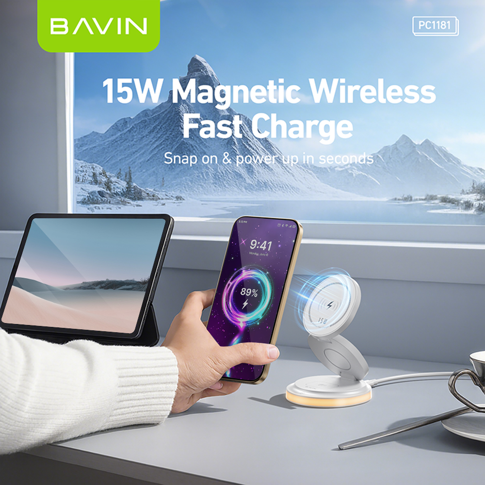BAVIN PC1181 3in1 Magnetic 15W Wireless Charger Dock for Phone/Watch ...