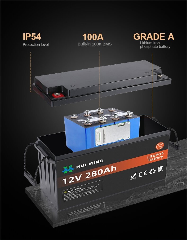 HUl MING Lithium iron phosphate battery 12v 100AH/280AH Solar ...