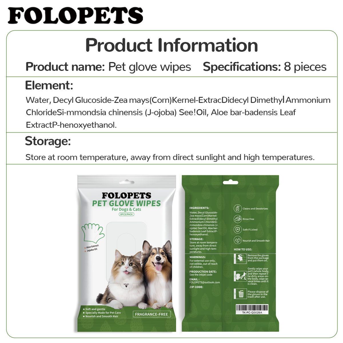 FOLOPETS 40PCS Pet Cleaning Gloves Pet Wipes Gloves Easy and Quick ...
