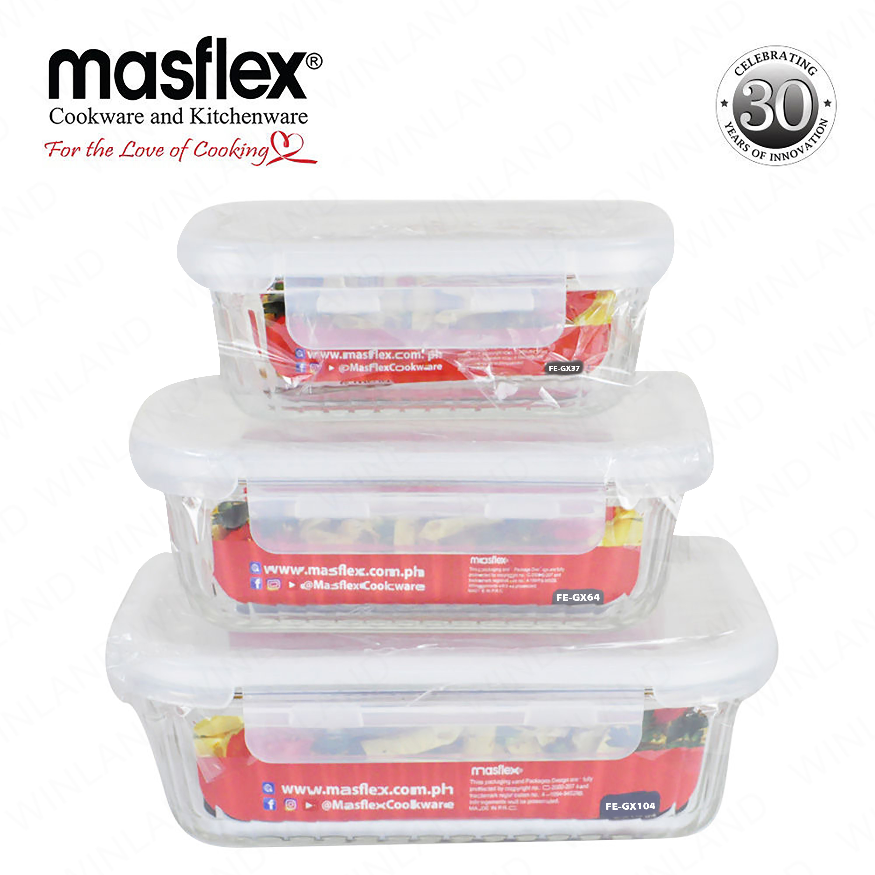 Masflex by Winland Airtight Rectangular Borosilicate Glass Food ...