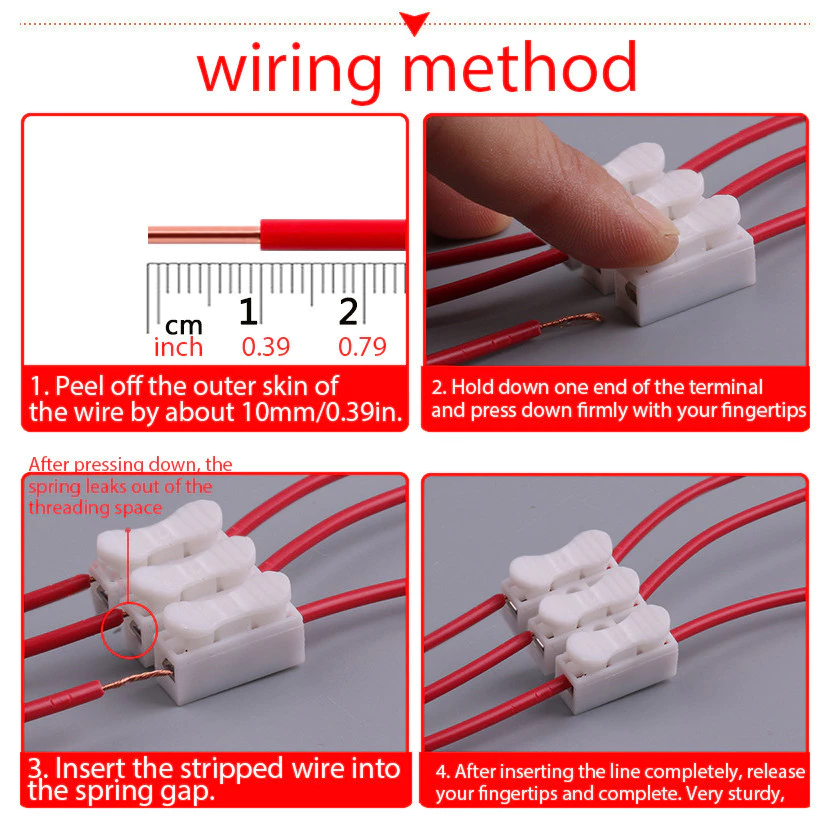 100pcs Self Locking Electrical Cable Connector CH2 250V 2 Pin Quick ...
