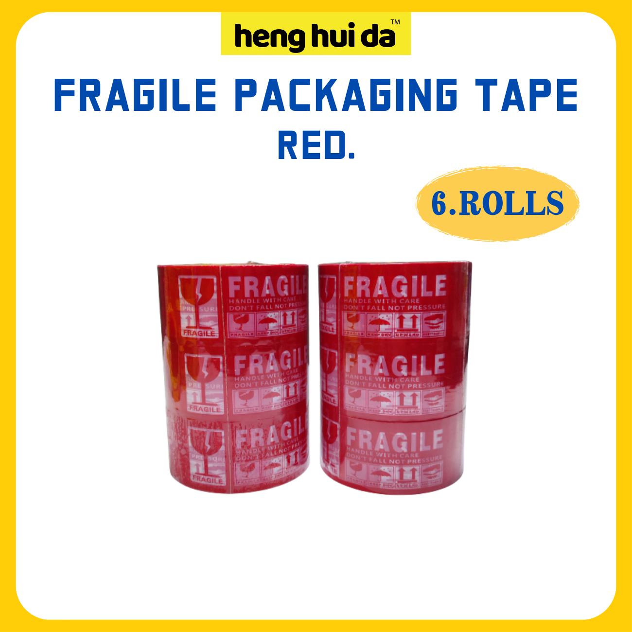 6PCS fragile packaging tape 100 meters 200 meters red white yellow ...