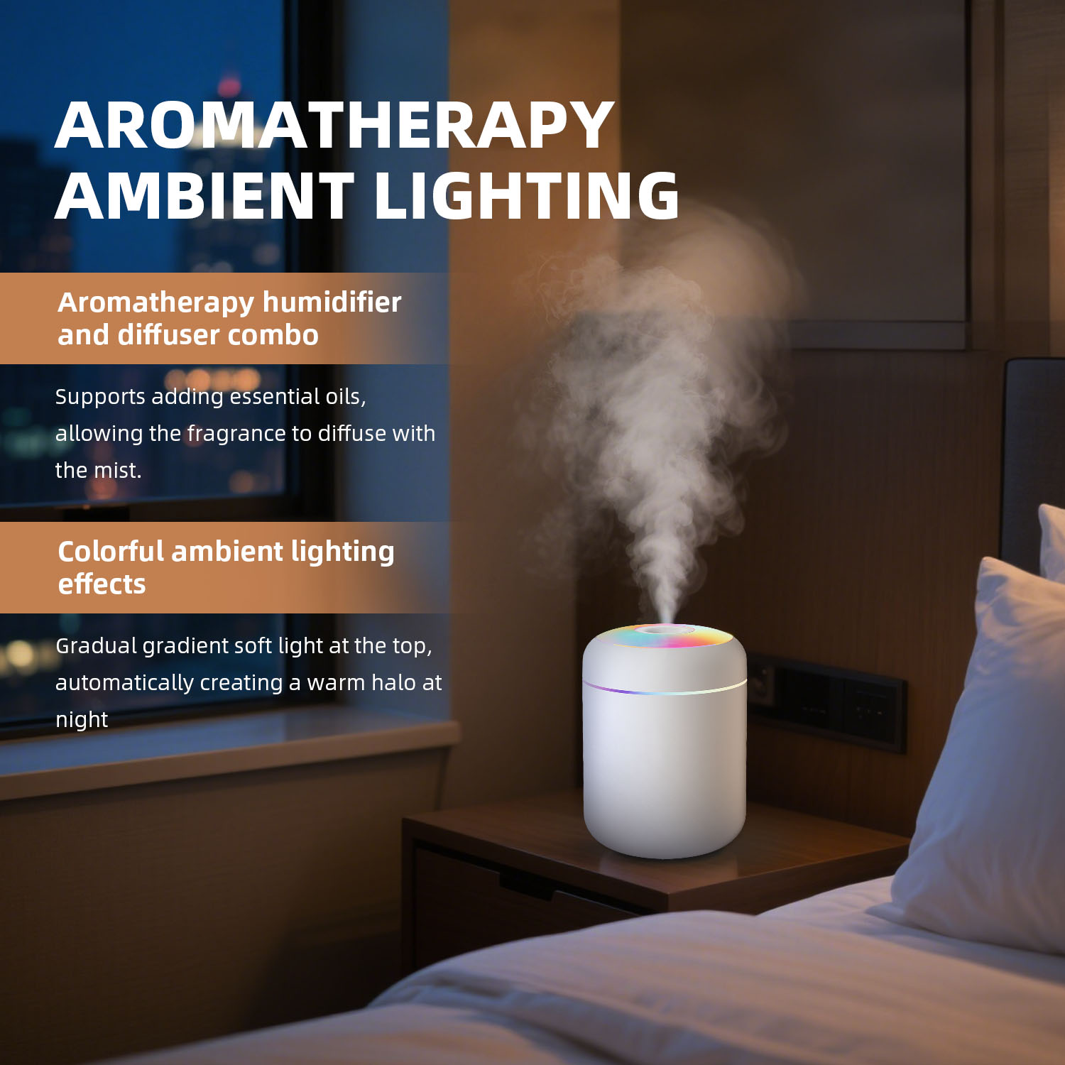 Air Humidifier Mini Atomizer USB Colorful LED Air Purifier Diffuser ...