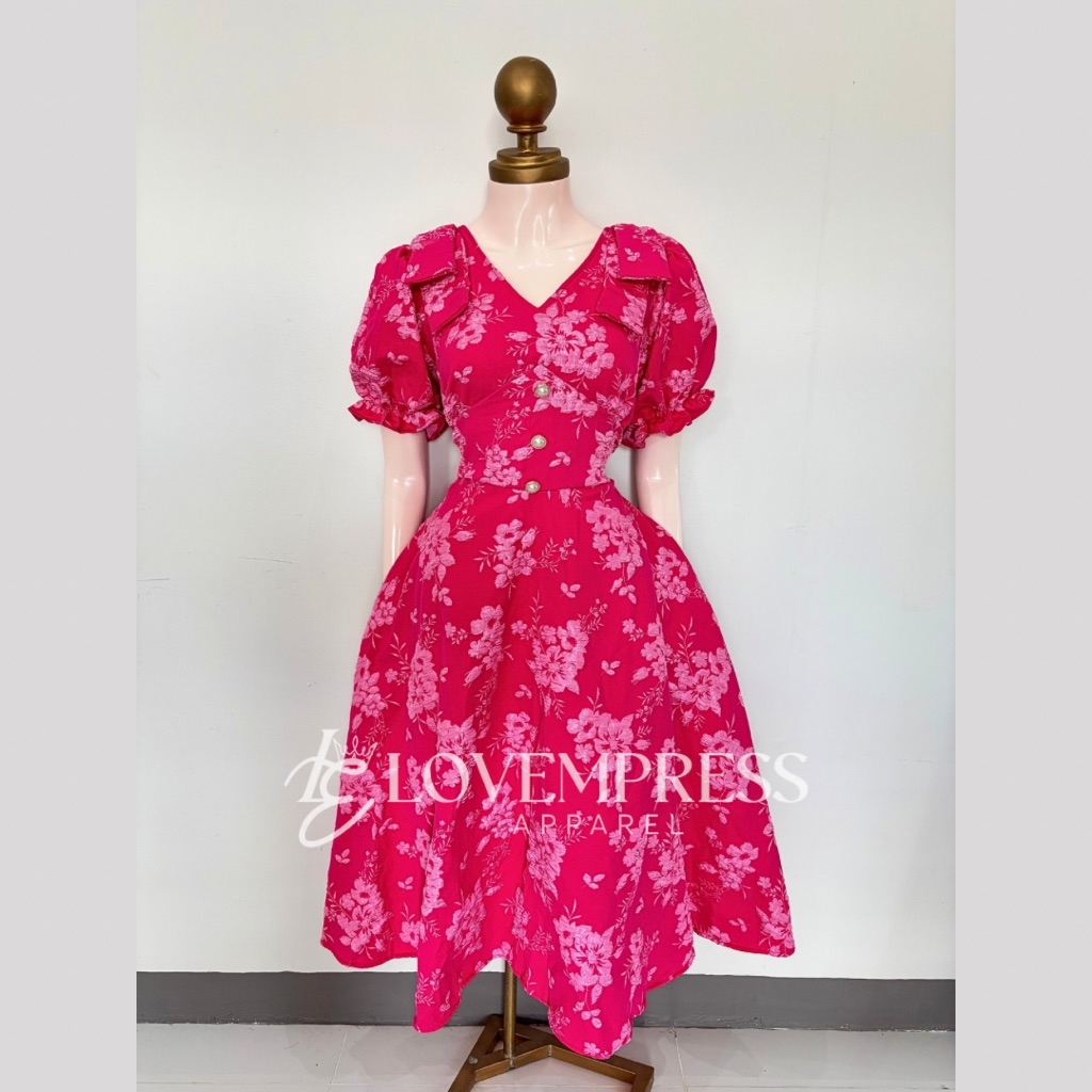 STACEY Dress Medium to XL Two toned Jacquard Embossed with waist tie ...