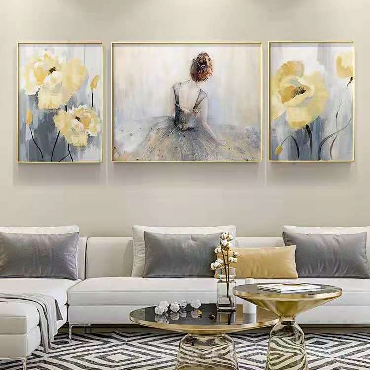 Triptych Mural Painting Abstract Modern Wall Art Living Room Bedroom ...