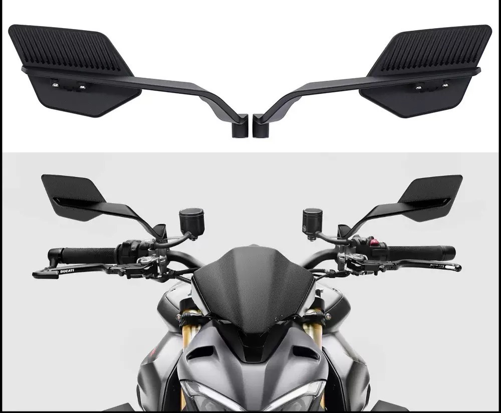 Motorcycle Wind Wing Rotating Side Mirror Clear Lens Wide View Stealth ...