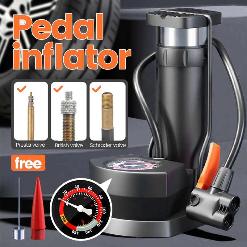 Portable High-Pressure Foot Pump Easy-to-Read Dial Heavy Compressor ...