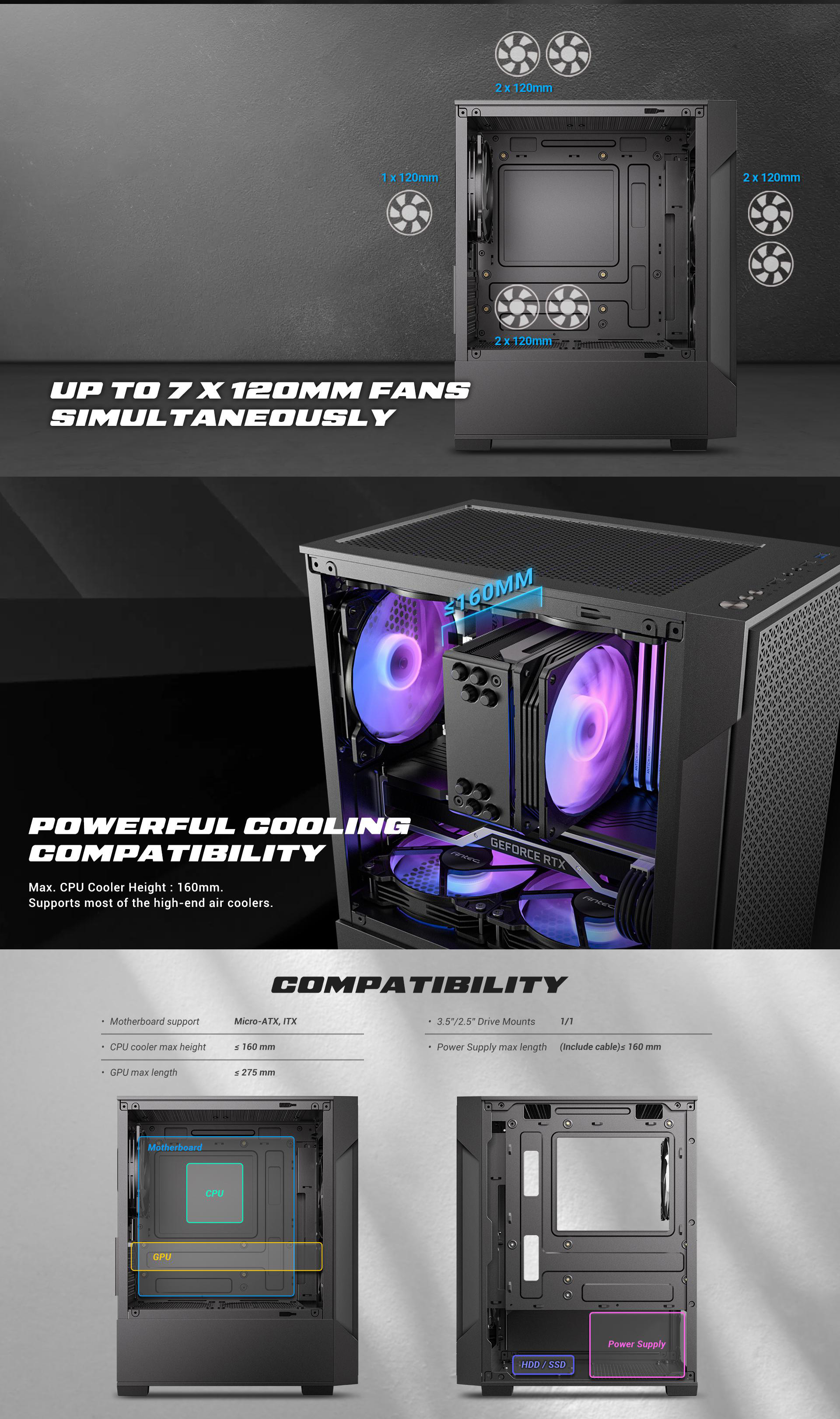 Antec VX100M RGB Mini-Tower Gaming PC Case - Black | Shopee Philippines