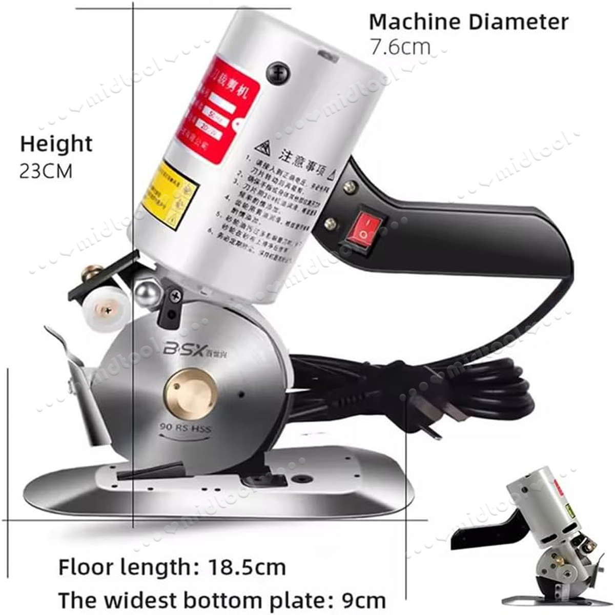 Electric Cloth Cutter machine 90mm Hand-held fabric scissors round ...