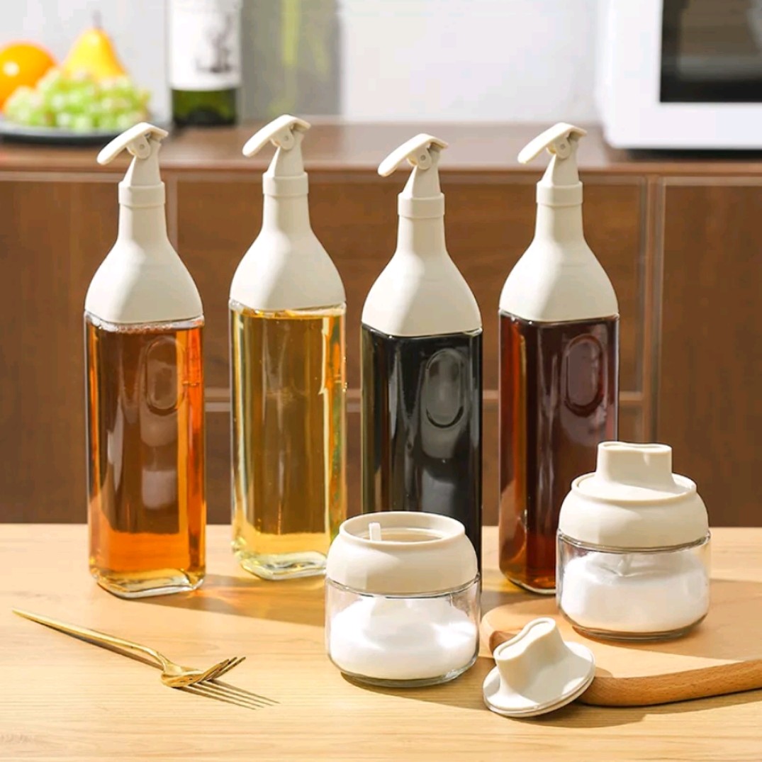 Kitchen Condiments Bottle Set Glass Oil Bottle Seasoning Bottle Storage ...