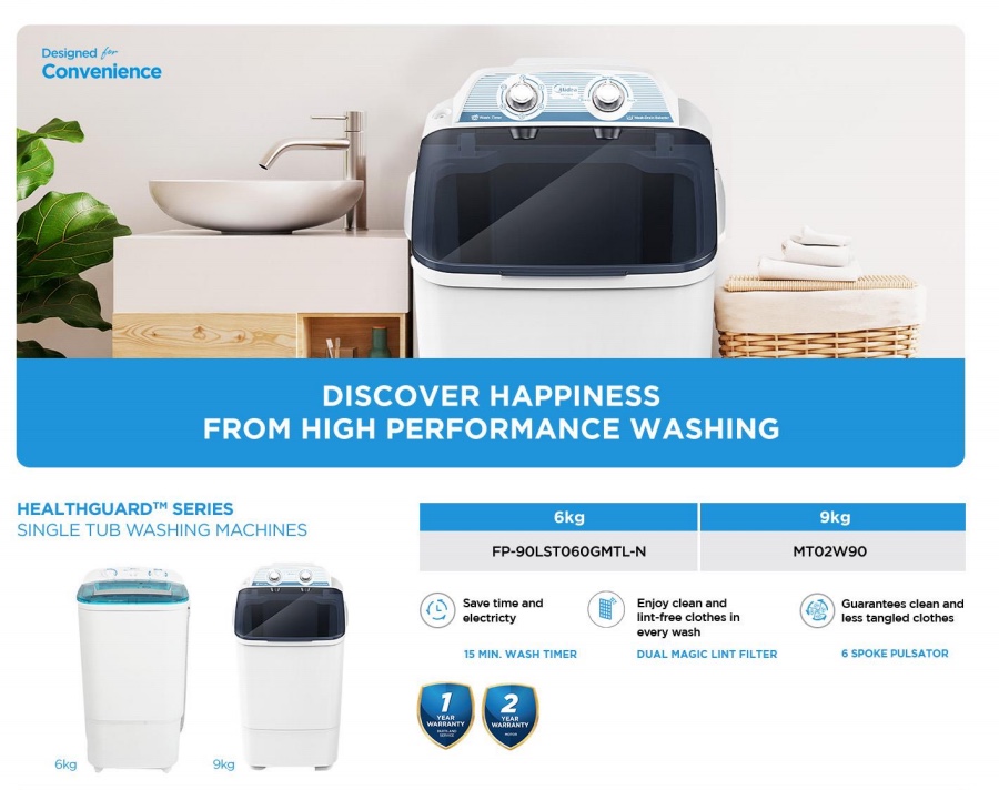 Midea 6kg HealthGuard Series Single Tub Washing Machine | Shopee ...
