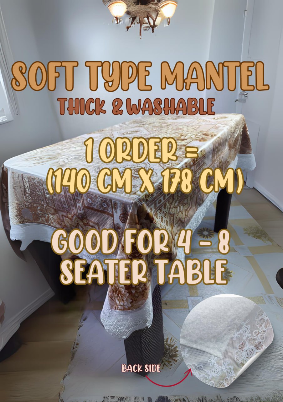 4-8 SEATER Table Mantel Tablecloth with Lace, Soft, Thick, Durable ...