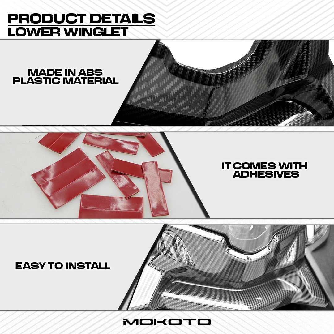 MOKOTO NMAX V3 / TURBO FRONT LOWER COVER WINGLET CARBON FRONT HEADLIGHT ...