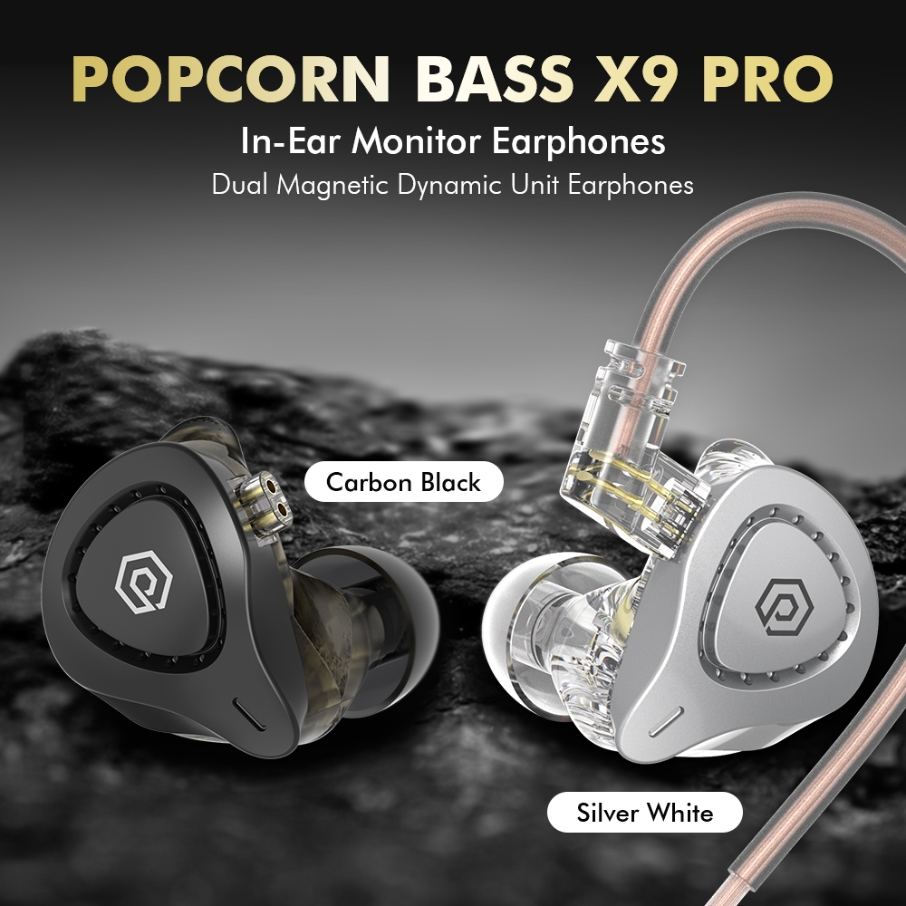 Popcorn BASS X9 Pro Dual Magnetic BM01 Dynamic Headphones-High Sound ...